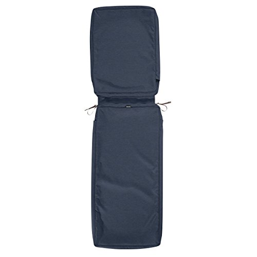 Classic Accessories Montlake FadeSafe Water-Resistant 72 x 21 x 3 Inch Outdoor Chaise Lounge Cushion Slip Cover, Patio Furniture Cushion Cover, Heather Indigo Blue, Patio Furniture Cushion Covers