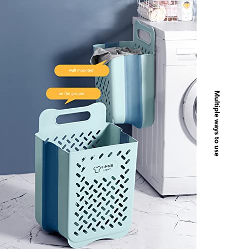 Large-capacity Wall-mounted Laundry Hamper, Household Folding Clothes Storage Laundry Basket, Plastic Dirty Clothes Basket. (White)