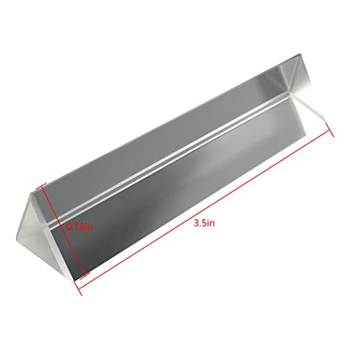 Equilateral Prism FMHXG Crystal 3.54inch Optical Glass Triangular Prism for Teaching Light Spectrum Physics and Photo Photography Prism, 20x20x90mm