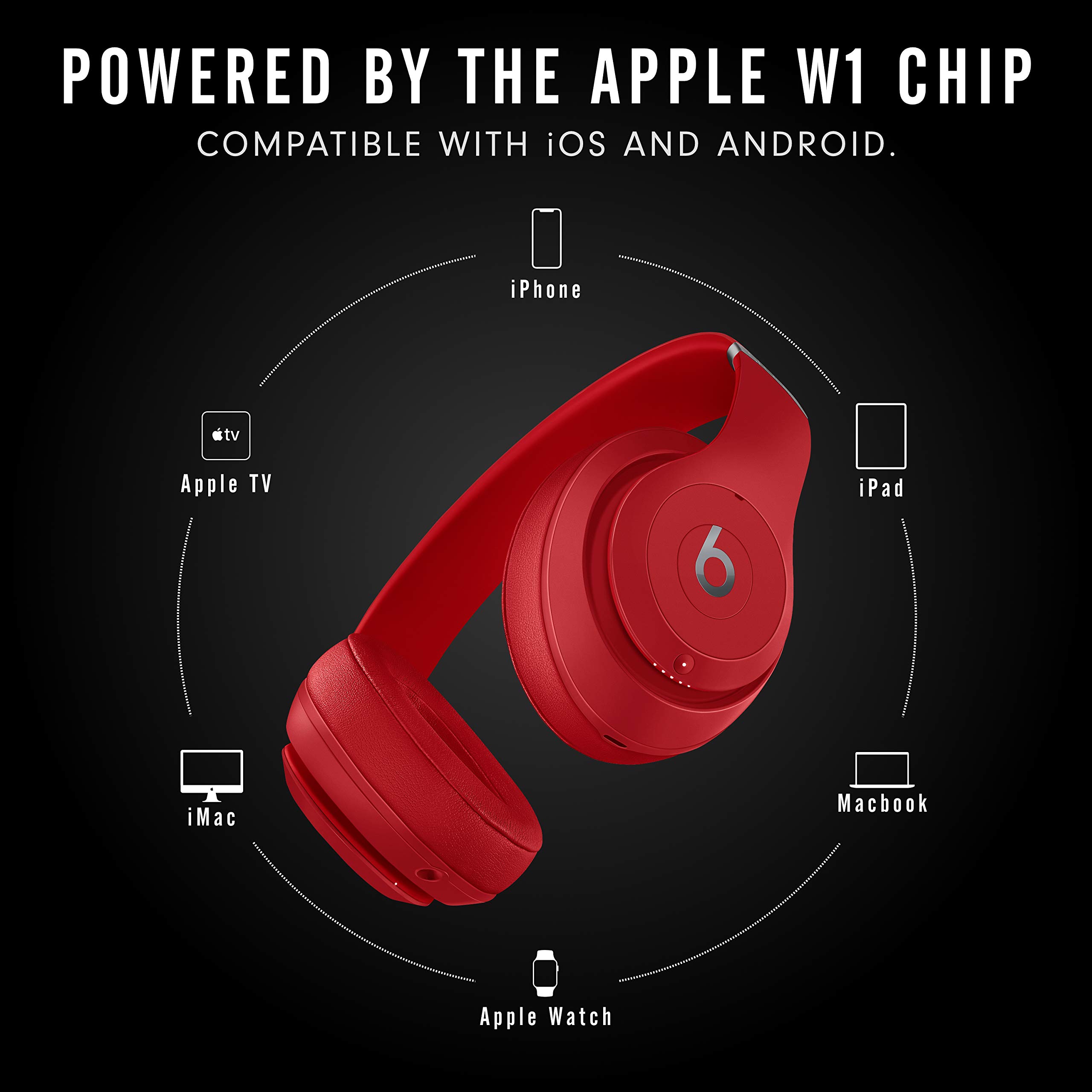 Beats Studio3 Wireless Noise Cancelling Over-Ear Headphones - Red with AppleCare+ (2 Years)
