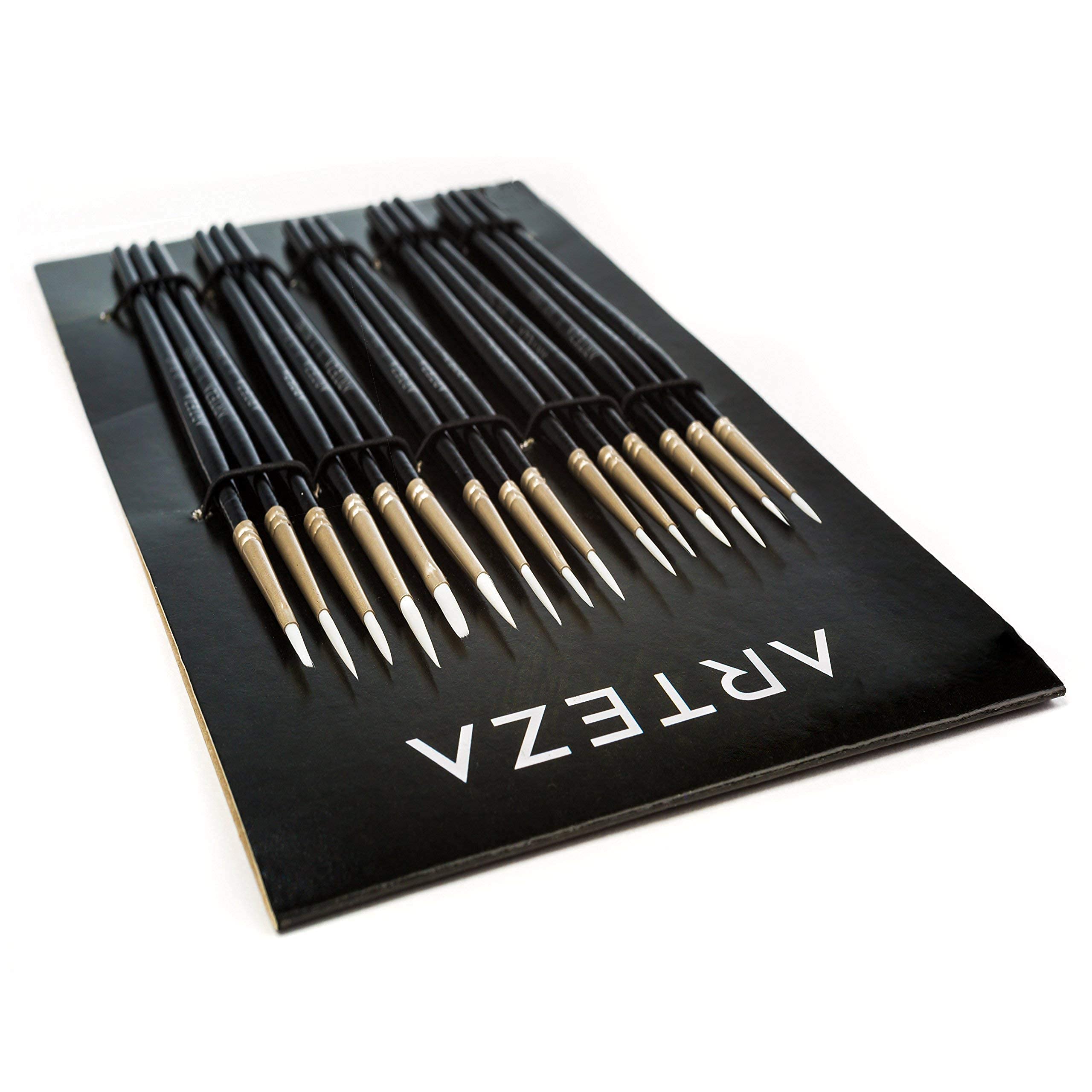 Arteza Detail Paint Brushes and Canvas Panel Boards Bundle, Painting Art Supplies for Artist, Hobby Painters & Beginners