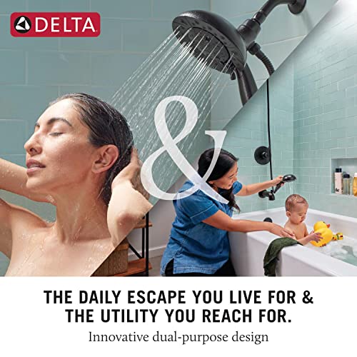 Delta Faucet 4-Spray In2ition Dual Shower Head with Handheld Spray, Gold Shower Head with Hose, Showerheads & Handheld Showers, Handheld Shower Heads, Champagne Bronze 58499-CZ