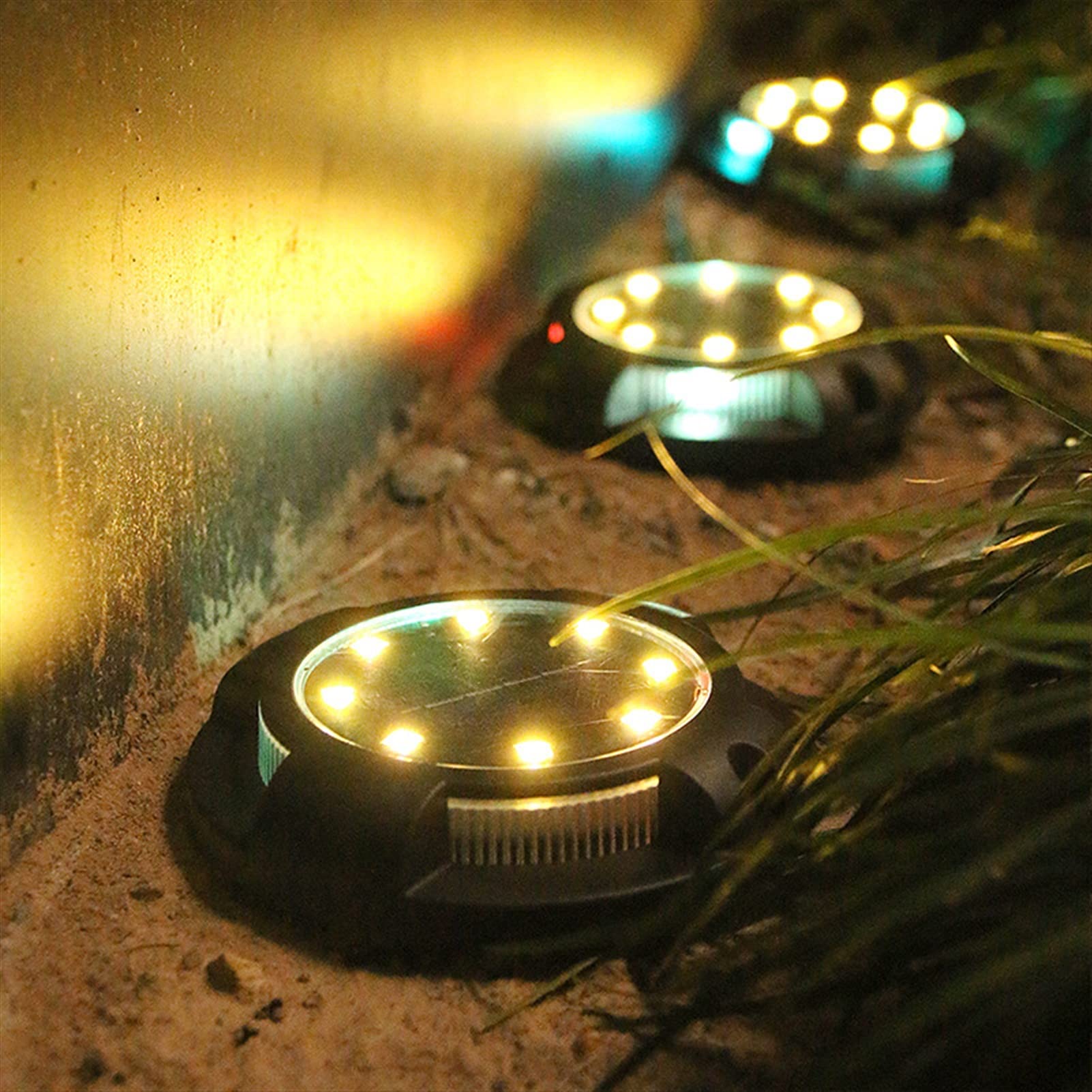 KOVOSCJ Solar Solar Underground Lights Outdoor Garden Lights Waterproof Home Garden Lawn Floor Lights Decorative Stair Step Night Lights Waterproof (Size : 4 Sided Blue 8 lamp White Light)