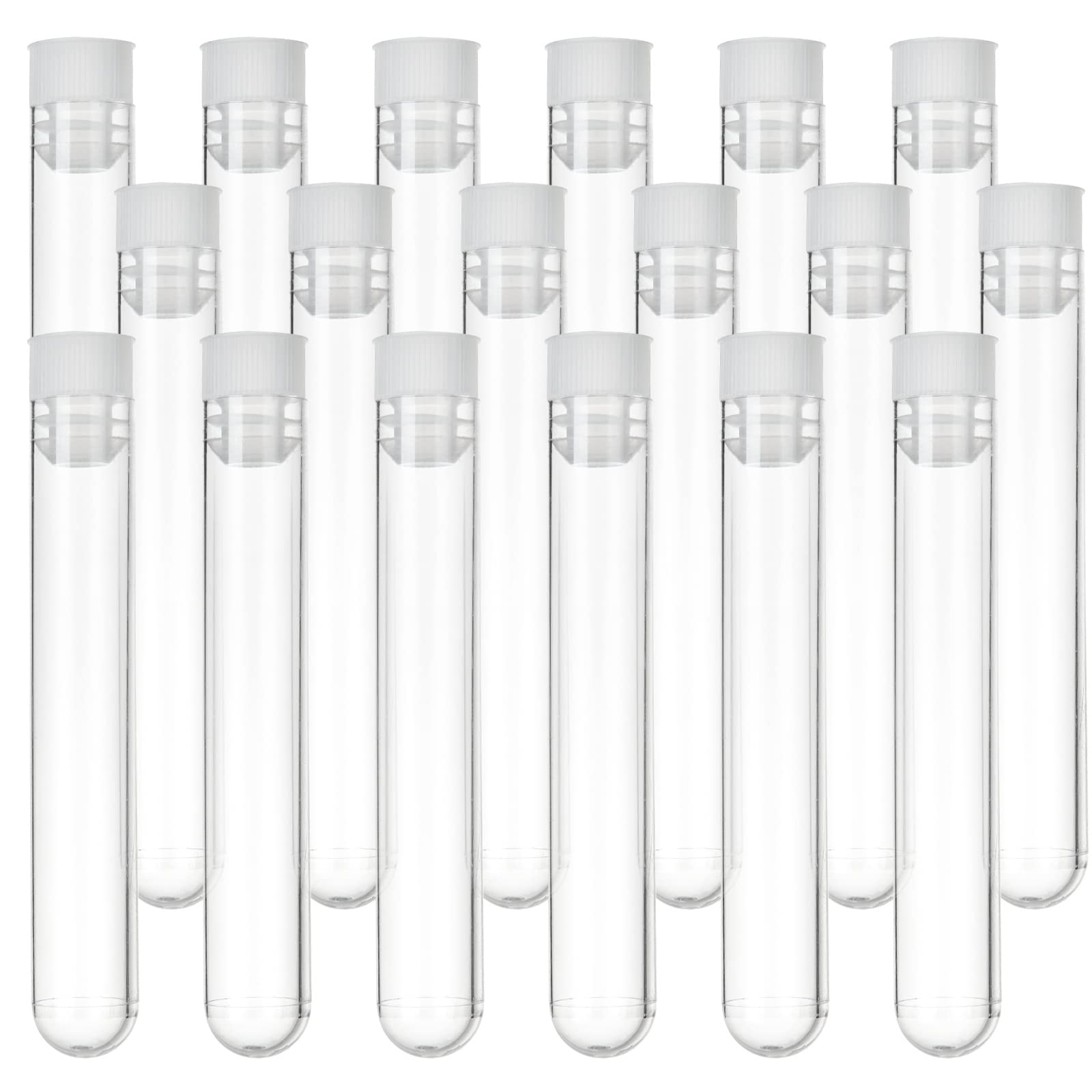 DIRBUY 250Pcs Test Tubes with Caps, 16x100mm Plastic Test Tubes with Caps for Scientific Experiments, Bath Salts, Candy Storage, Party Favors, Halloween