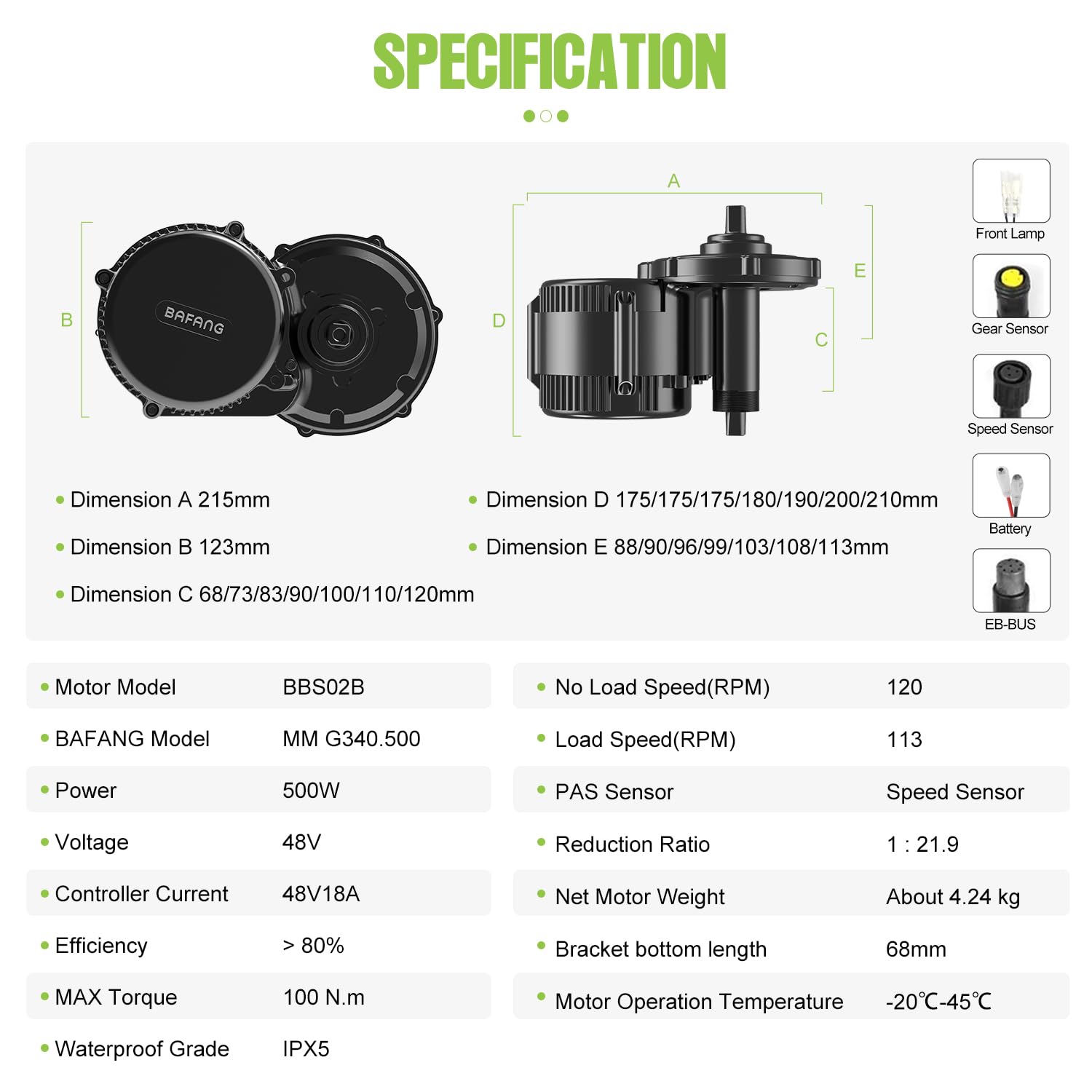 BAFANG BBS02B 36V/48V 500W Mid Drive Kit 48V Ebike Motor with DIY LCD Display/Controller Electric Bikes Conversion kit for Mountain Bike(C961 Display,No Battery)