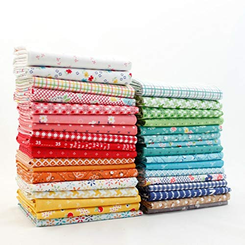 Farm Girl Vintage Fat Quarter Bundle (29 pcs) by Lori Holt for Riley Blake 18 x 21 inches (45.72cm x 53.34cm) Fabric cuts DIY Quilt Fabric
