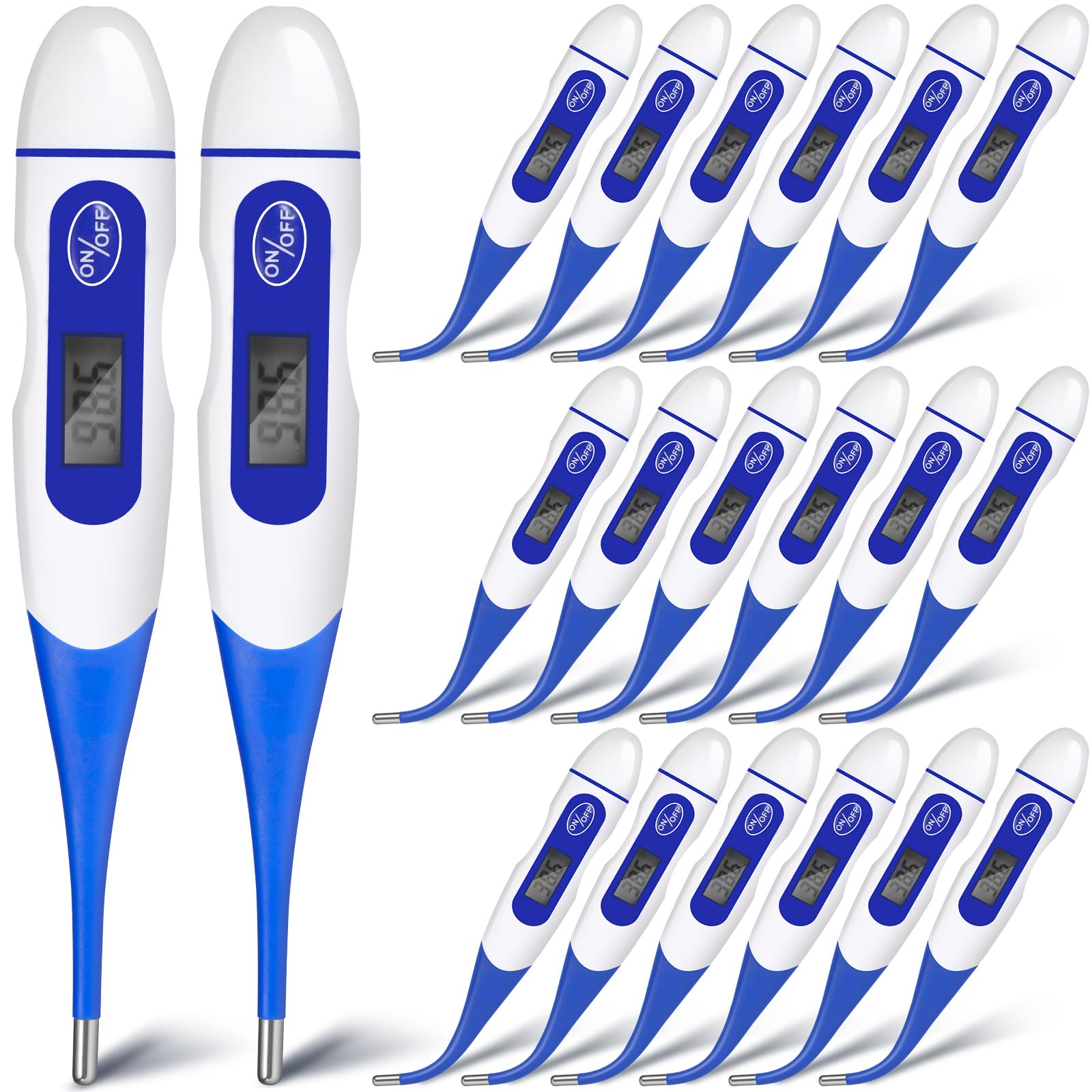 TrelaCo 20 Pcs Thermometer for Adults Digital Oral Thermometer for Fever Thermometer Basal Body Thermometer Fast Reading Flexible Tip for Underarm Rectal Mouth Temperature Measurement
