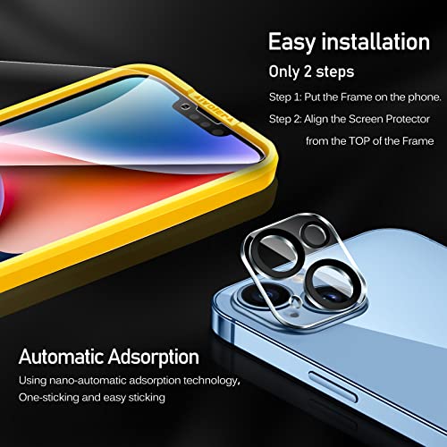 ivoler [3+3 Pack] Tempered Glass for iPhone 14 6.1 inch 2022 [3 Pack] with [3 Pack] Camera Lens Screen Protector with [Alignment Frame], Anti-Scratch Case Friendly Transparent HD Clear Film