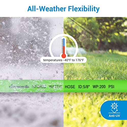 DEWENWILS Garden Hose 10 ft x 5/8", Water Hose with Swivel Handle, Heavy Duty, Lightweight, Flexible Hose for Plants, Car, Yard, 3/4 Inch Solid Fittings, Drinking Water Safe
