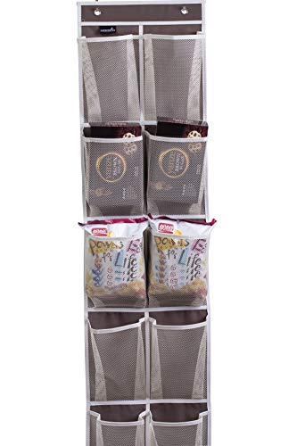 MISSLO Heavy Duty Organizer for Narrow Door with 12 Mesh Pockets (Brown)