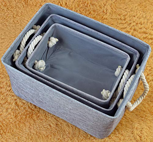Silanto Storage Baskets Bins,Nursery Organizer Baskets for Toy Storage, Clothes Storage, Book Storage(Grey,14.4" L x 10.2" W x 6.3" H)
