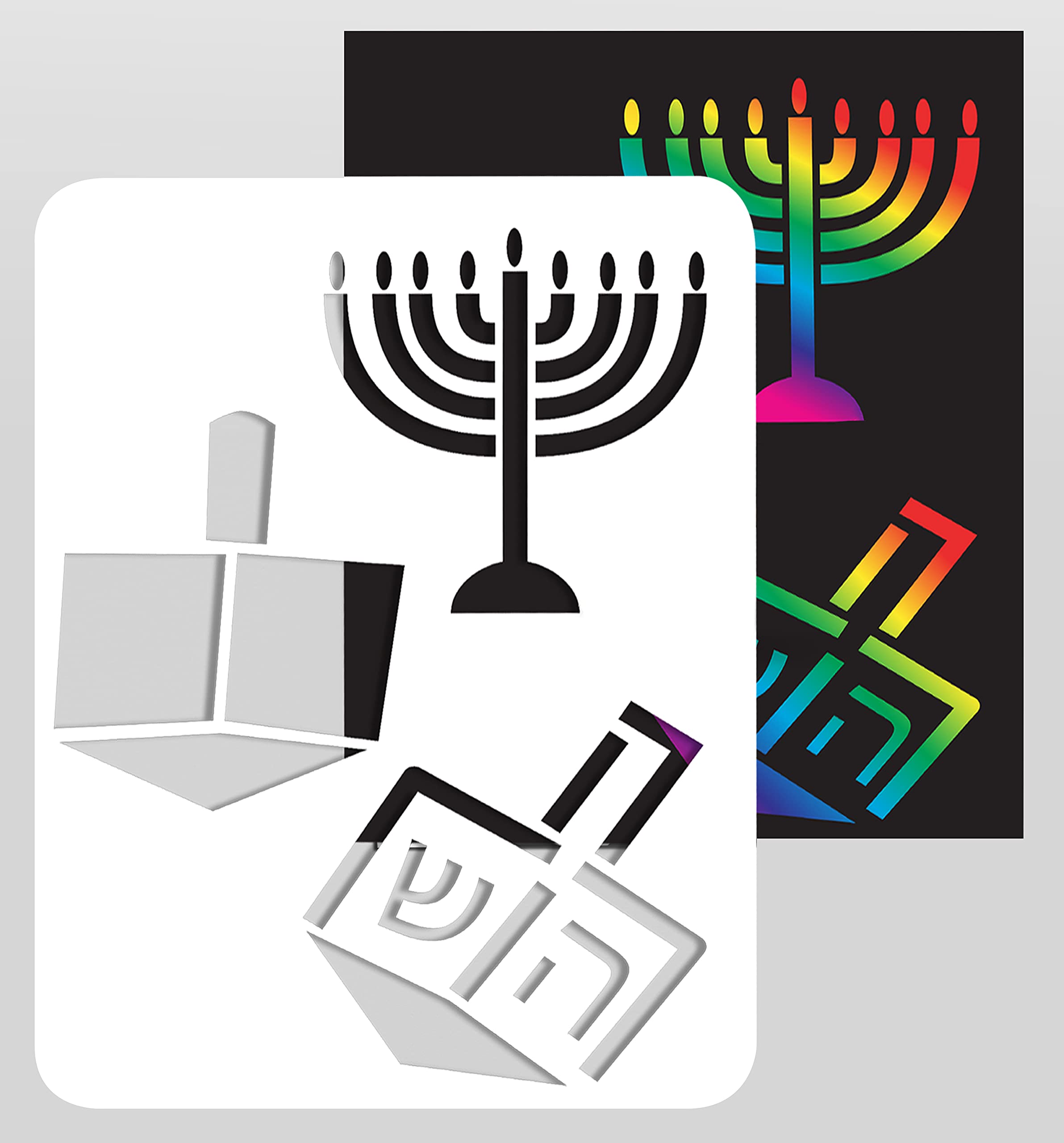 Izzy 'n' Dizzy Hanukkah Scratch Stencil Art Kit - 8" x 6" - Includes Sctatch Stick - Chanukah Arts and Crafts - Gifts and Games
