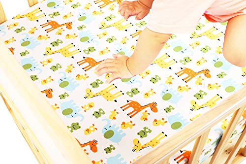 Waterproof Pack N Play/Mini Portable Crib Sheet Set 2 Pack 100% Jersey Cotton 190GSM Thickest Ultra Soft Stretchy for Baby Girl Boy Cute Animal by Knlpruhk