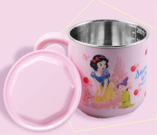 Everyday Delights Disney Princess Snow White Durable ABS Stainless Steel Cup with Lid, 250ml Pink
