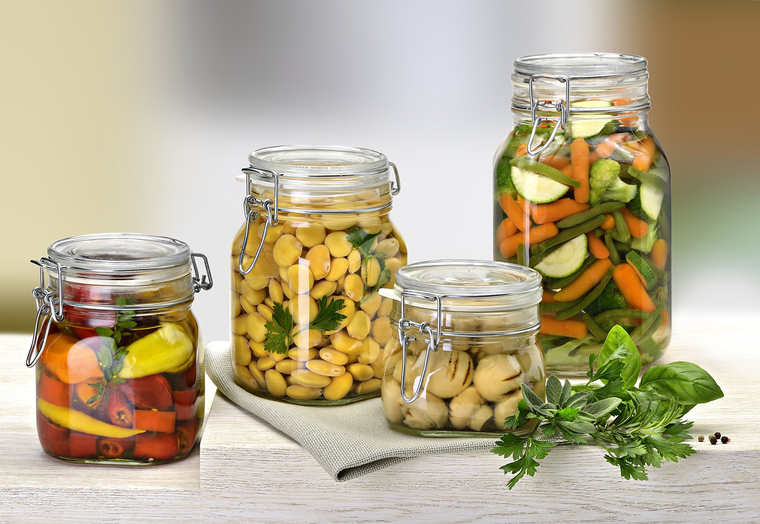 Bormioli Rocco Fido Clear Glass 5 Piece Canning Jar Set