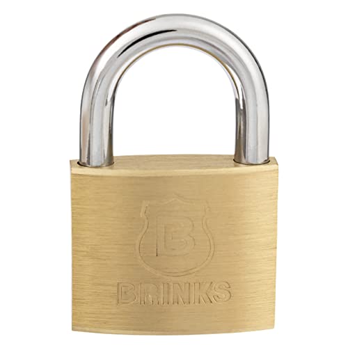 BRINKS - 40mm Solid Brass Keyed Padlock with 7/8β Shackle Clearance - Chrome Plated With Hardened Steel Shackle