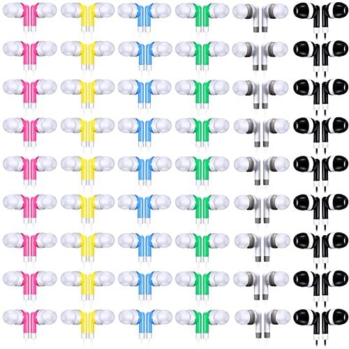 Konohan 60 Packs Earbuds Bulk Kids Headphones Earphones 6 Colors Ear Buds Bulk with Wire Individually Bagged for Students for Classroom School Library