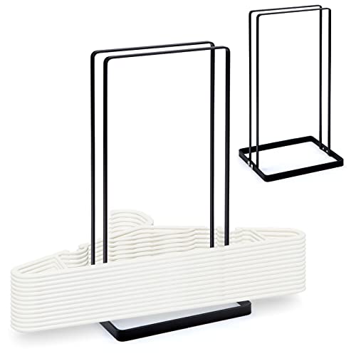 HAKDAY Portable Hanger Organizer Rack, 1PC Metal Hanger Stacker Black Hanger Caddy Hangers Storage for Closet Laundry Dry Cleaning Room