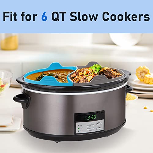 Silicone Slow Cooker Liners fit 6QT Crockpot Silicone Crock Pot Liners 2 IN 1 Reusable Leakproof Dishwasher Safe BPA Free Cooking Liners(2Packs Grey+Blue)