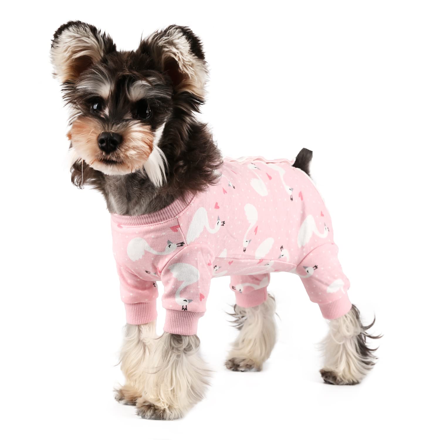 Due Felice Dog Recovery Suit Female Male Dog Onesie for Surgery, Fit for Small Dog Breed Dog Body Suits After Surgery Dog Surgical Suit Pink Swan/S
