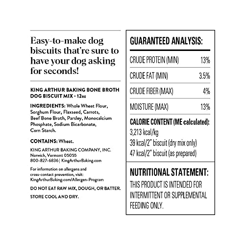 King Arthur Baking Company Dog Biscuit Mix, Beef Bone Broth & Carrot, Homemade Dog Treats, 12oz
