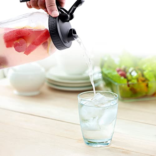 Half Gallon Mason Jar Pitcher, 64 oz Sun Tea Jar Large Wide Mouth Mason Jar Pitcher with Airtight Lid,2 Quart Glass Pitcher for Lemonade,Coffee,Ice Tea Pitcher for Fridge