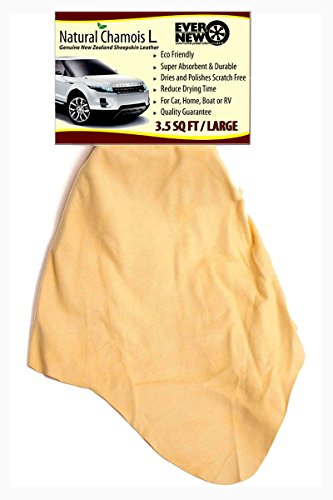 Natural Chamois L (3.5 sq ft.) Large Size by Ever New Automotive Premium New Zealand Sheepskin! for Auto, Boats, RV and Home! Amazing Renewable Resource!