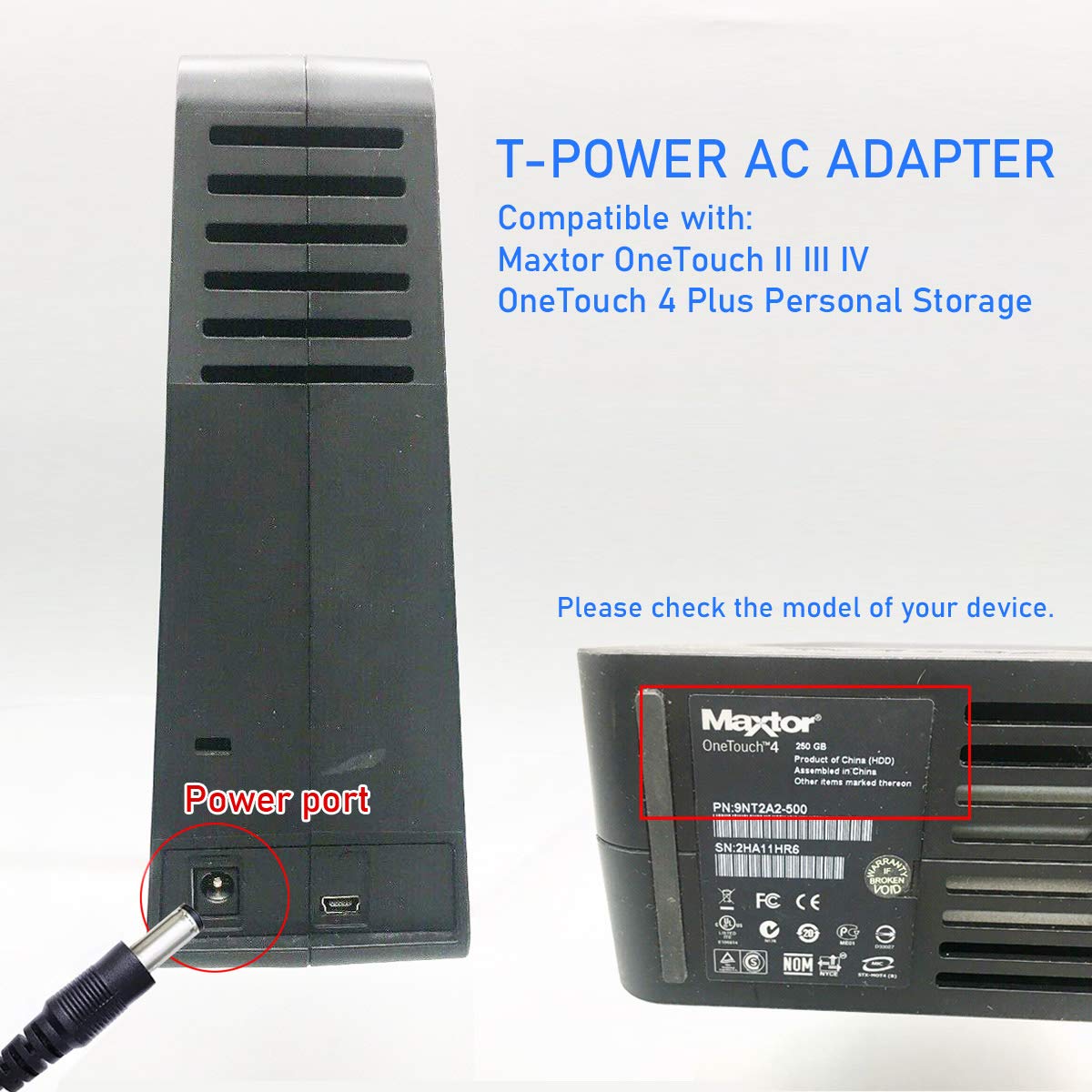 T POWER 12V Charger for Majority Bowfell K2 Sierra Soundbar System TV Speakers & Maxtor OneTouch II III IV 3100 3200 1tb MSS-II HDD Hard Drive Ac Dc Adapter Power Supply Cord