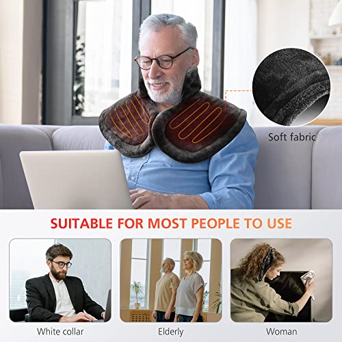 Heating Pad for Back Pain Relief,Heat Pads for Neck and Shoulders,Electric Back Heated Wrap,Large Heating Pad,Electric Heated Pads with Auto Shut Off,3 Temperature Levels,Black,Gifts for Mom, Dad