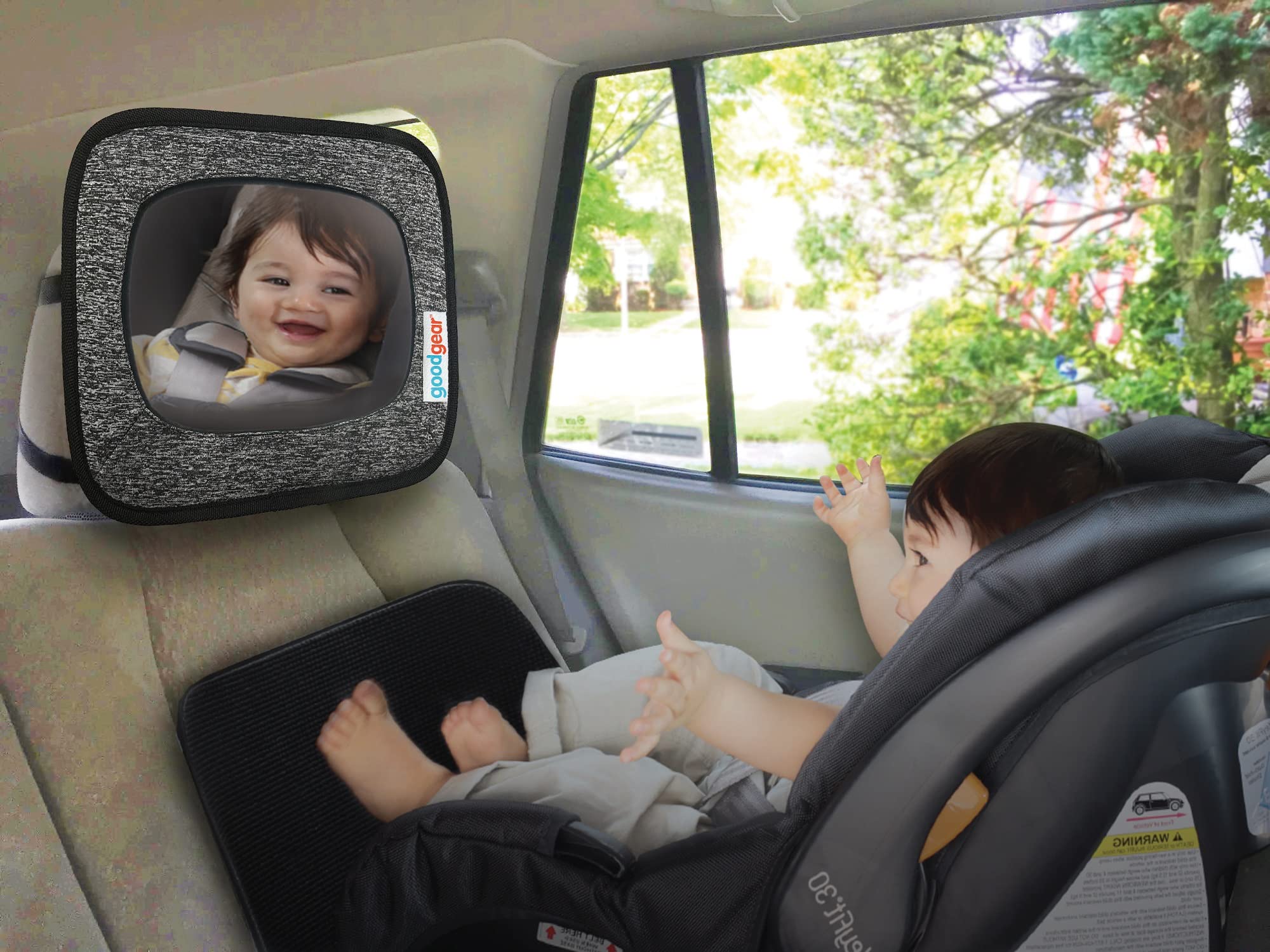 Good Gear Baby Car Mirror for Back Seat Rear Facing Carseat, Shatterproof Backseat View, Infant Safety Travel Essential, Black