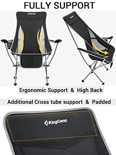KingCamp Ultralight High Back Folding Camping Chairs Adults with Armrest, Upgrade All-Aluminum Alloy Bracket, Lightweight Camping Chair Camp Compact Portable Outdoors with Carry Bag
