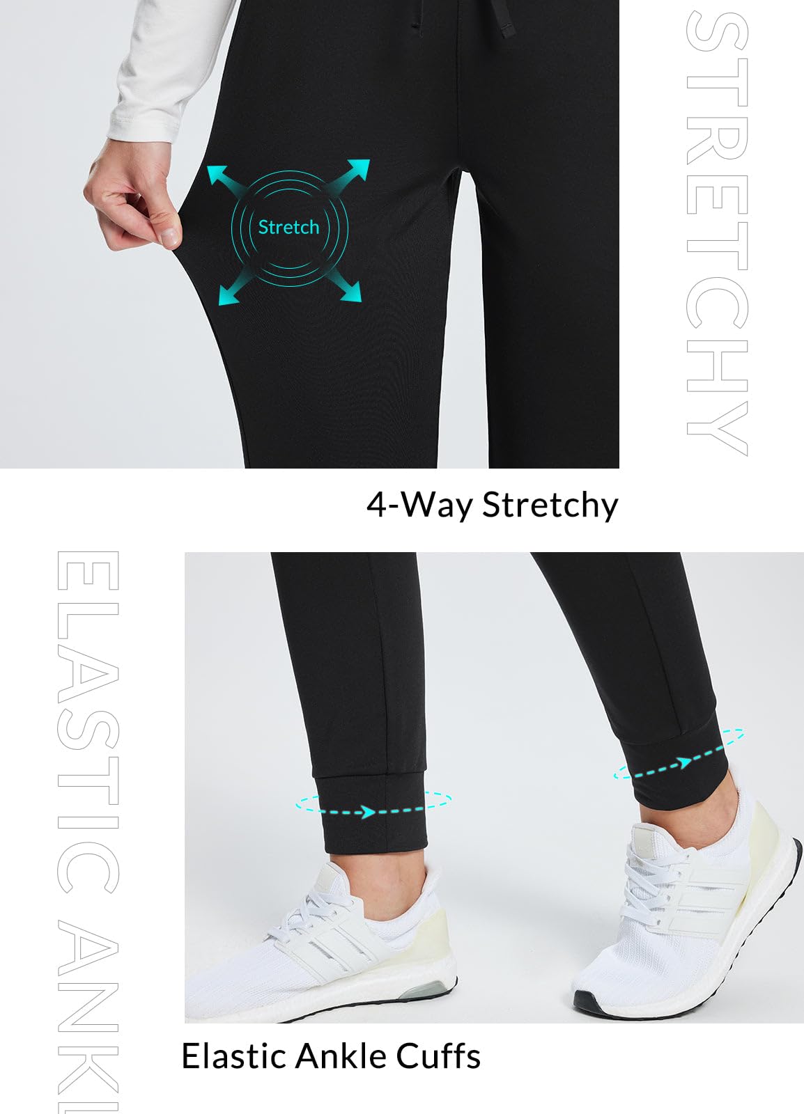 BALEAF Women's Sweatpants Fleece Lined Pants High Waisted Sweat Pants Winter Thermal Ski Hiking Joggers Black L