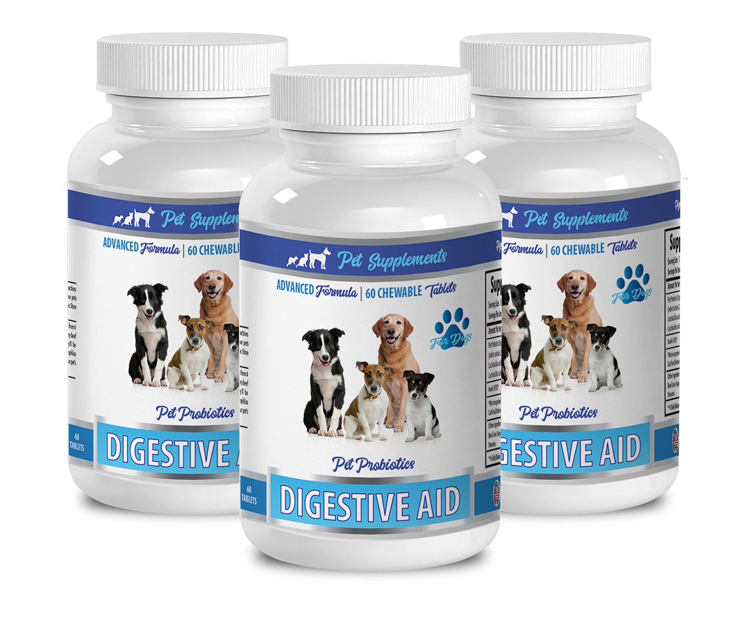 dog treats for bad breath made in usa only - DOG DIGESTIVE AID PROBIOTICS - NATURAL APPROACH - SOLUTION TO BAD BREATH AND GAS - COUNTER DIARRHEA - dog diarrhea remedy - 3 Bottles (180 Treats)