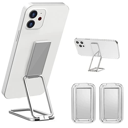 Dgloze 2 Pack Phone Ring Holder Finger Kickstand, 360°Rotation Phone Grip, Foldable Phone Holder for Hand Work with Magnetic Car Mount Compatible with Most Smartphones and Tablets (Silver)