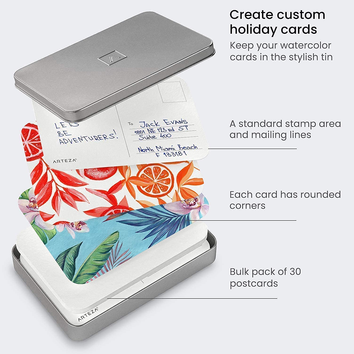 Arteza Real Brush Pens and Blank Watercolor Postcards Bundle, Drawing Art Supplies for Artist, Hobby Painters & Beginners