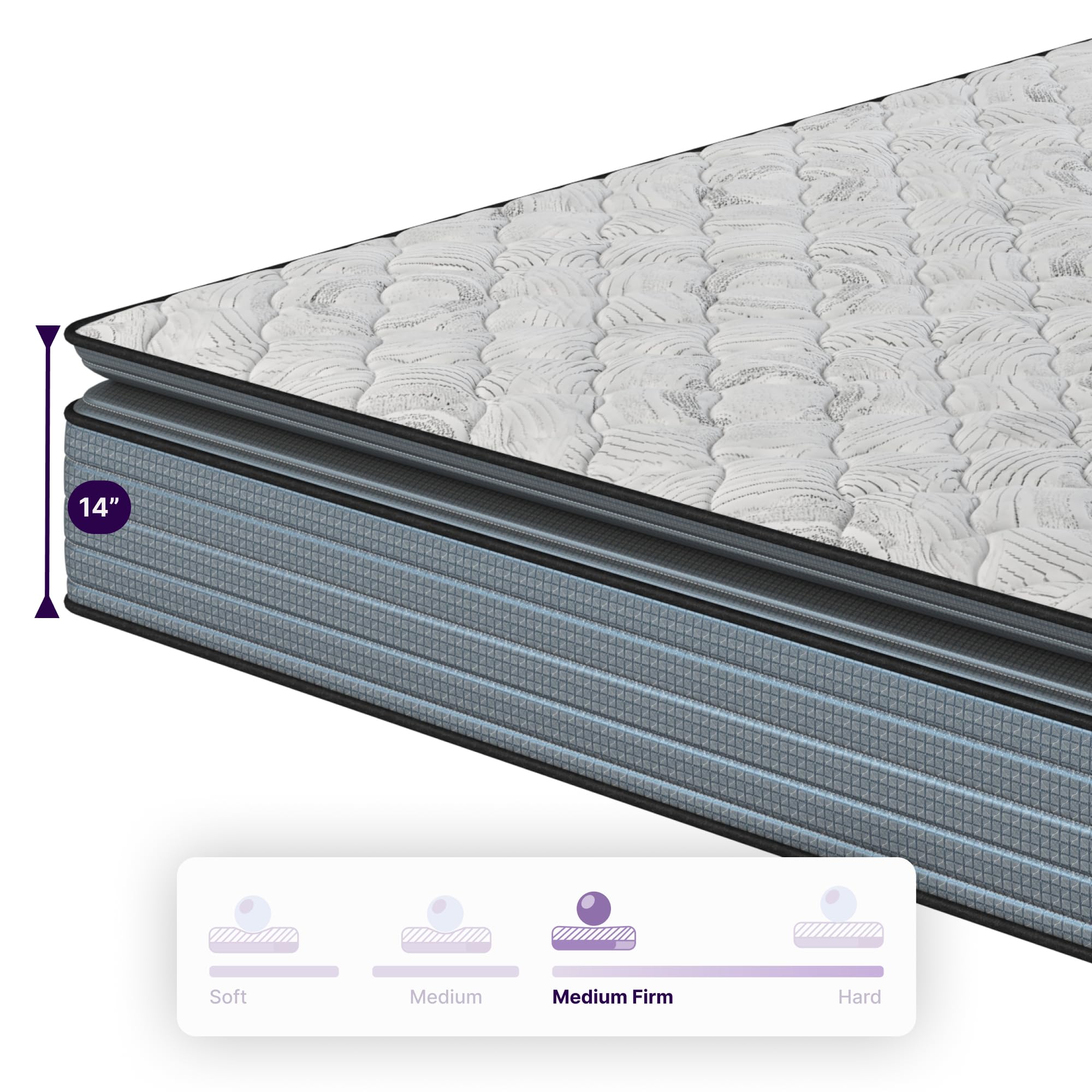 NapQueen 14'' Isabella Hybrid Pillow Top King Mattress, Medium Firm Support, Motion Isolation, CertiPUR-US Certified, Made in USA