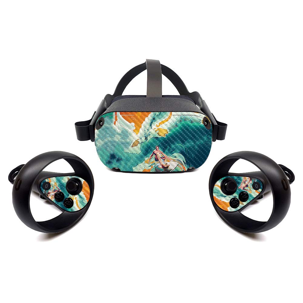 MightySkins Carbon Fiber Skin for Oculus Quest - Football Monster | Protective, Durable Textured Carbon Fiber Finish | Easy to Apply, Remove, and Change Styles | Made in The USA, Model Number: CF-OCQU-Football Monster
