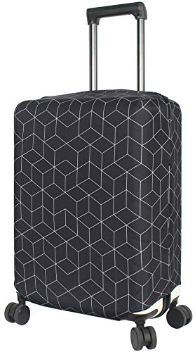 HYPER VENTURE Washable Luggage Cover - Fashion Suitcase Protector Fits 23-26 Inch Luggage (Black Maze, M)