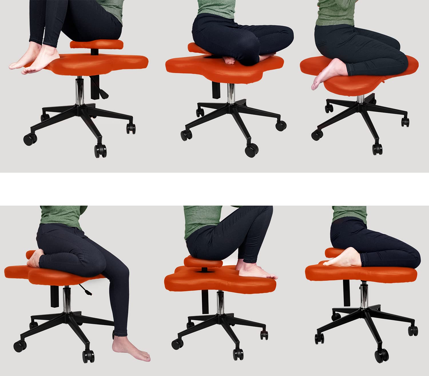 H&A Cross-Legged kneeing Chair for Office Home, Meditation Seat for Reducing Back Pain, Ergonomic Posture Corrective Seat with Height Adjustable (Orange), 26.5inch x 23.5inch