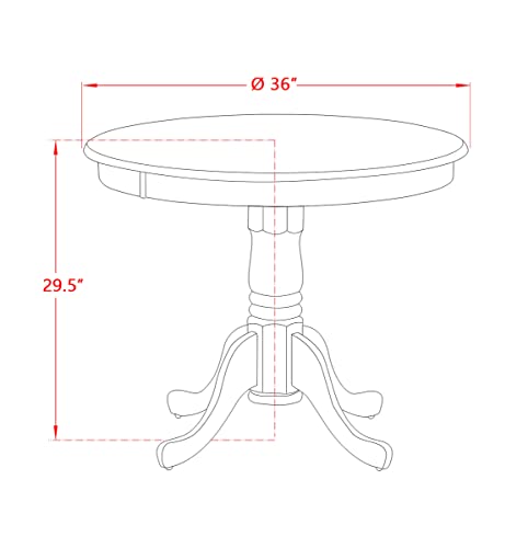 East West Furniture AMT-OAK-TP Antique Kitchen Dining Table - a Round Wooden Table Top with Pedestal Base, 36x36 Inch, Oak