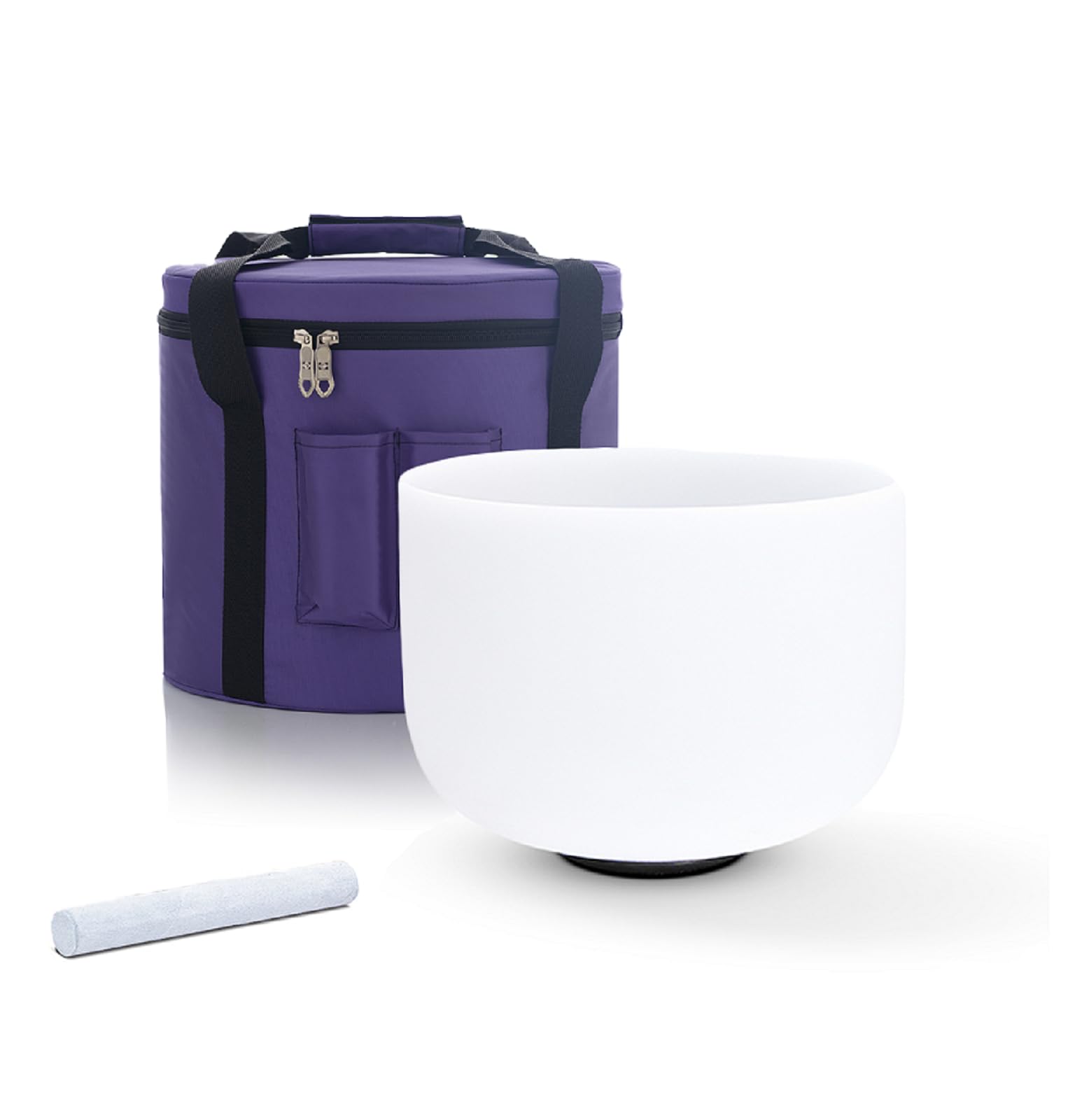 KVKA 8 Inch Crystal Singing Bowl, C Note Root Chakra, Frosted Quartz Sound Bowl,With Carrying Case,Suede Striker (432 hz, C Note Root Chakra)
