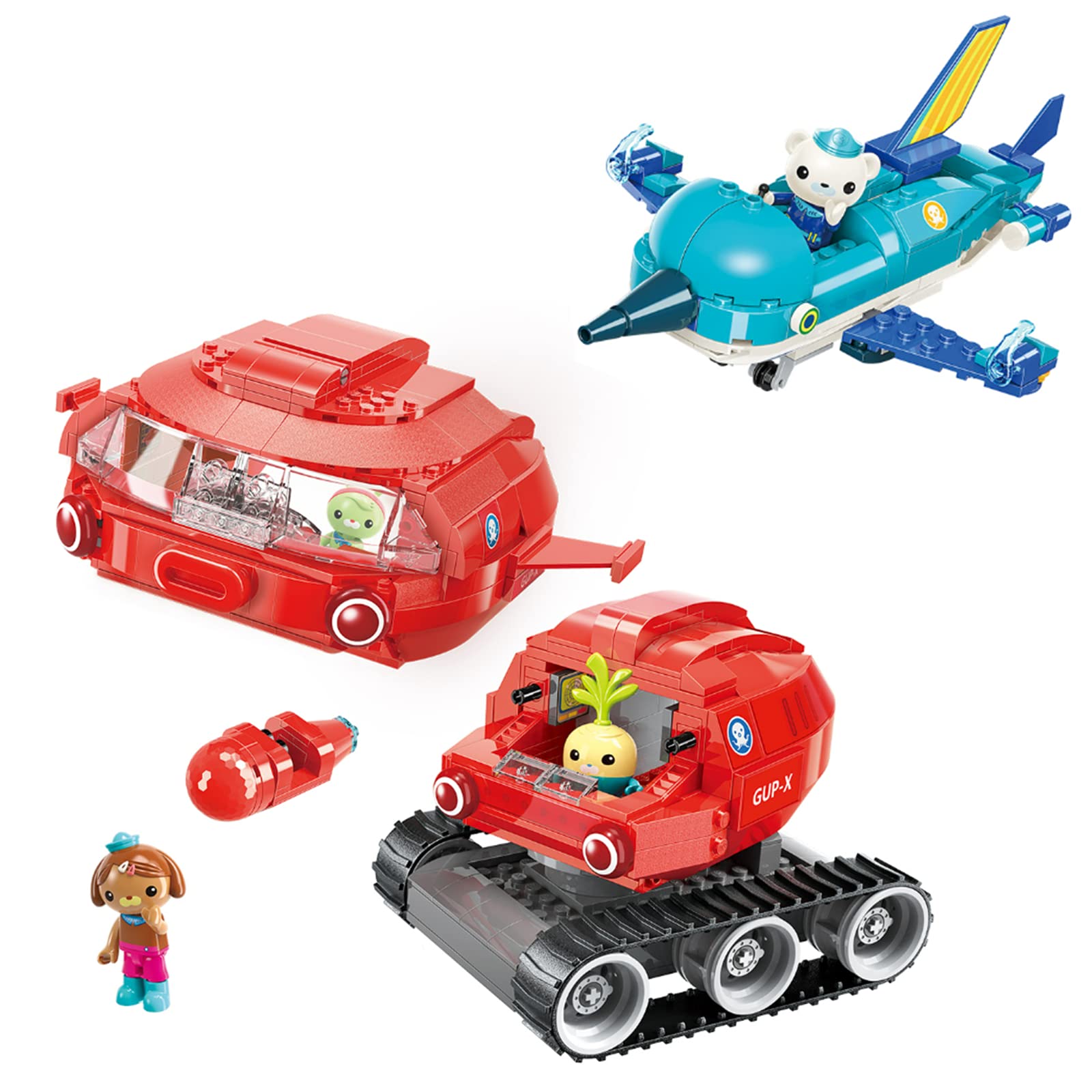 Building Blocks Set Toy, GUP-X Launch &Rescue Vehicle Dashi & Barnacles Shellington Kwazii Building Sets,632 pcs Build Bricks Kits,for Kids Best Gift Toys