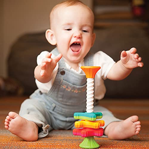 Fat Brain Toys Tobbles, Mini Spinny, Dimpl Bundle - 9-Piece Stacking Toys, Spinning Toy, Popper Toy Combo, Baby Toys Activity Set
