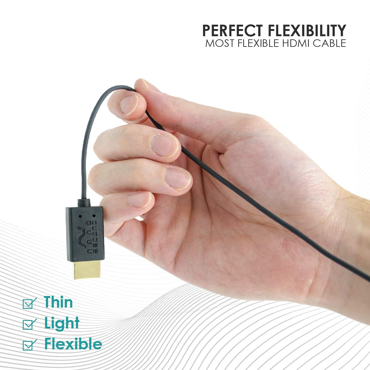Nanosecond Super Extreme Thin High Speed Mini HDMI Cable (2.6 ft / 0.8 m) - World's thinnest and Most Flexible Mini HDMI Cable