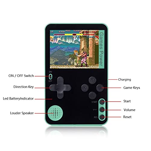 Built-in 500 Classic Games Handheld Retro Video Game Console for Gameboy Kids Gifts Christmas (Green)