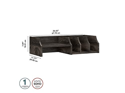 Bush Furniture Key West Universal Desktop Organizer with Shelves, 27W, Dark Gray Hickory