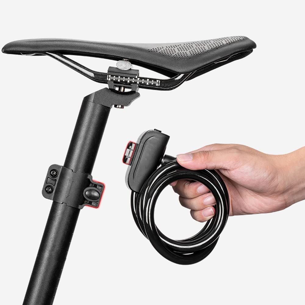 AZPINGPAN 150cm Self-Rolling Bicycle Lock丨Built-in Dust Cover Copper Lock Core Anti-Theft Steel Cable Chain Lock丨Outdoor Portable Mountain Road Motorcycle Fixing Accessories