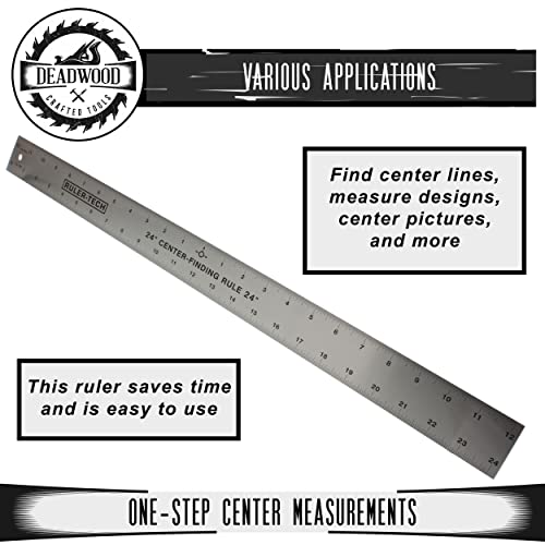 DCT Centering Ruler, 24in β Center Finding Measurer for Woodworking Rotary, Crafting, Embroidery, Guitar Luthier