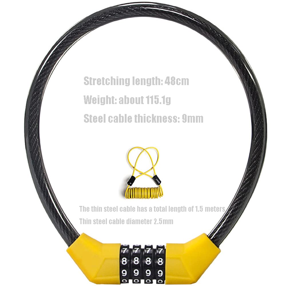 AZPINGPAN 5-Digit Combination Password Bicycle Lock丨Portable Ring-Shaped Motorcycle Anti-Theft Lock for Outdoor Riding丨Waterproof and Rust-Proof Alloy Steel Cable Bicycle Accessories