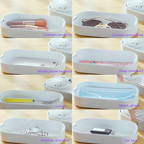 HUIQIMEI Portable Mini Desk Fan Storage Box Multifunction USB Fan 2-in-1 Double Rechargeable Fans 360° Adjustable Angle Mute Suitable for Home Office Travel Outdoor Good Gift